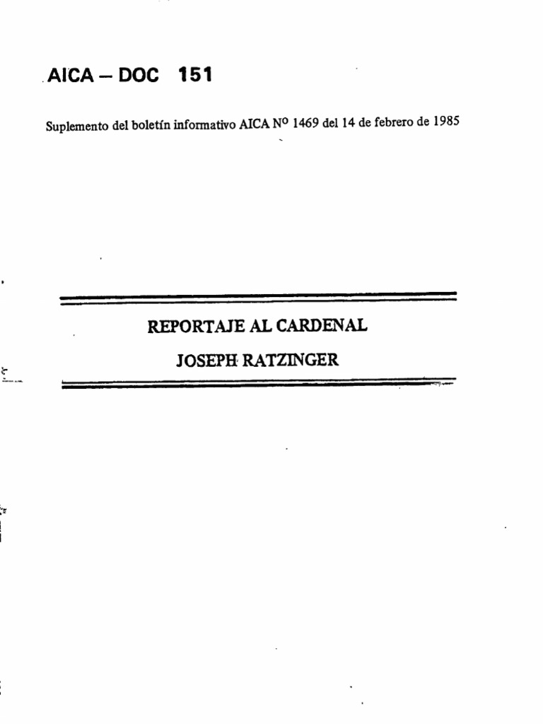 Reportaje Al Cardenal Ratzinger | PDF | Papa Benedicto Xvi | Familias ...