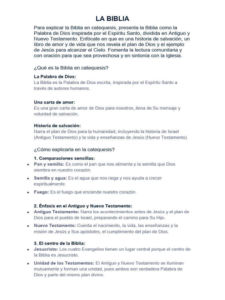 Cómo Explicar la Biblia en Catequesis | PDF | Biblia | Jesús