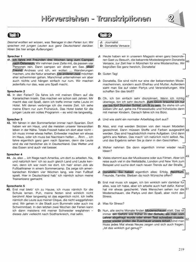 Transkript TELC B1 MT2 | PDF