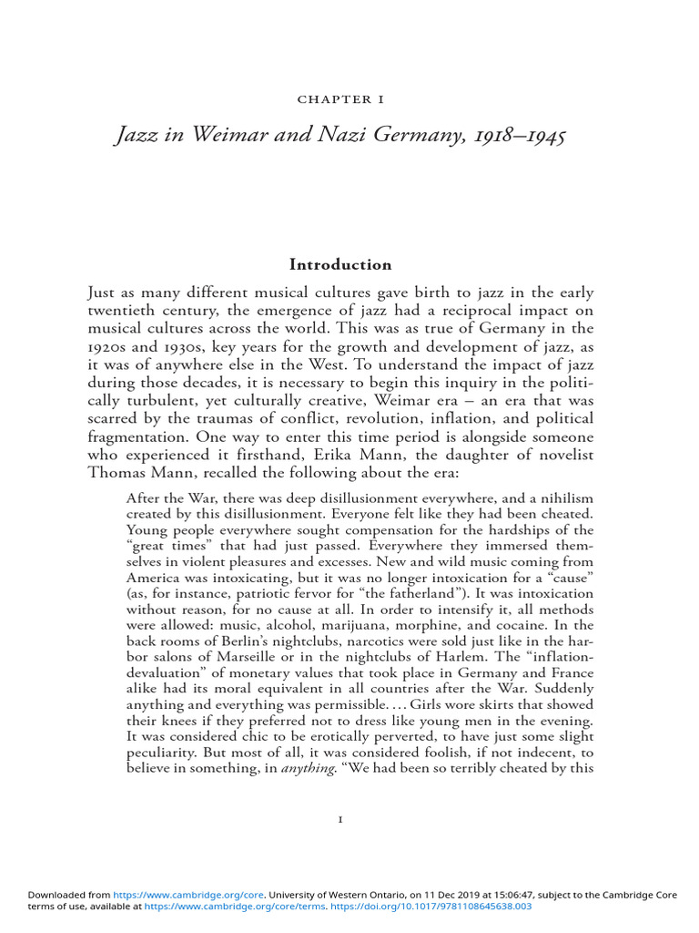 Jazz in Weimar and Nazi Germany 19181945 2019 | PDF | Theodor W. Adorno ...