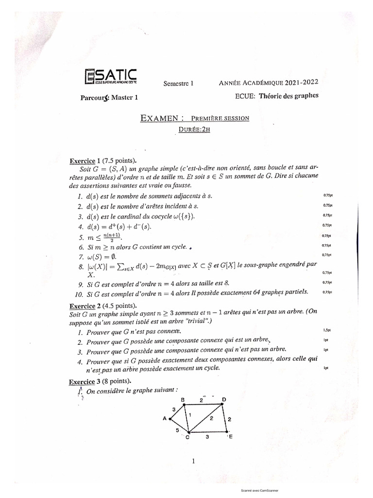 Sujet Graphe | PDF