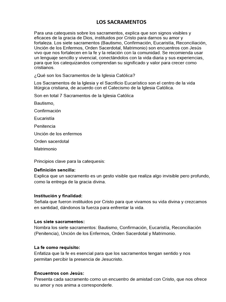 Los Sacramentos | PDF | eucaristía | Sacramentos