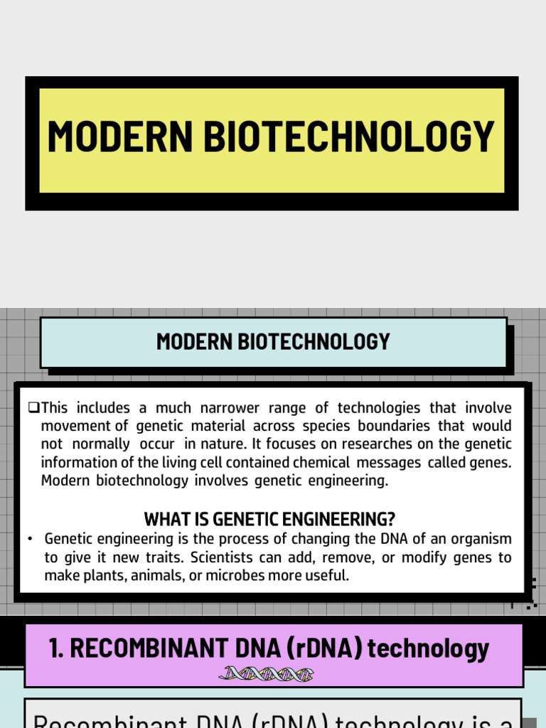 Modern Biotechnology | PDF | Recombinant Dna | Cloning