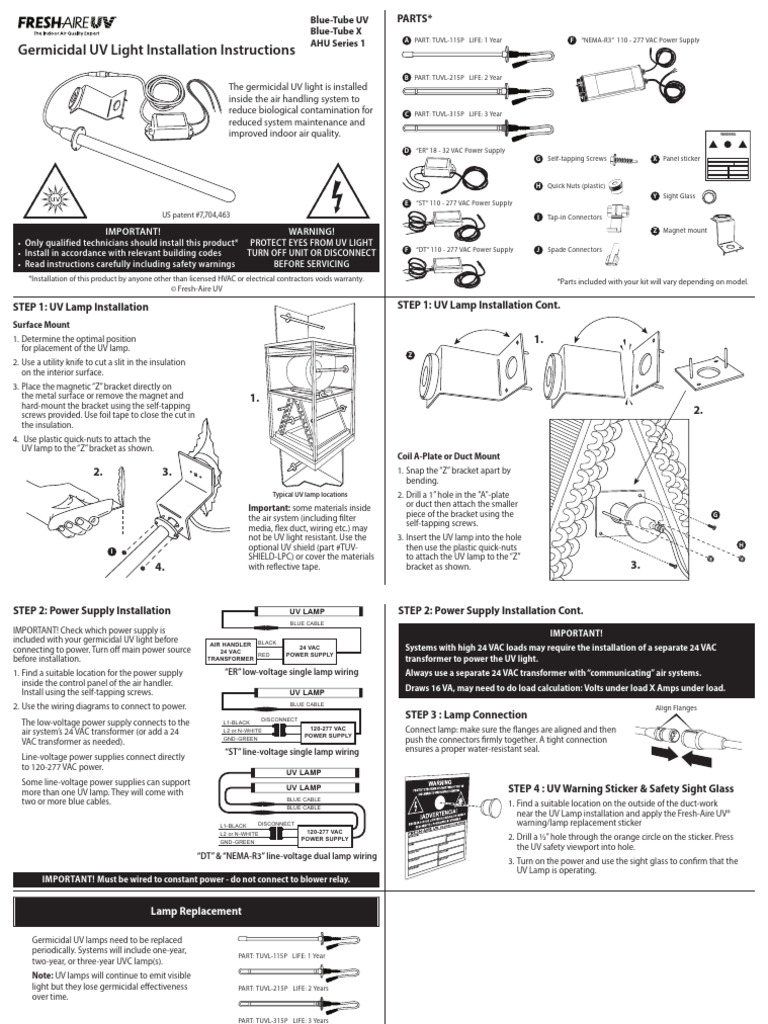 Tuv Res Man | PDF | Ultraviolet | Alternating Current