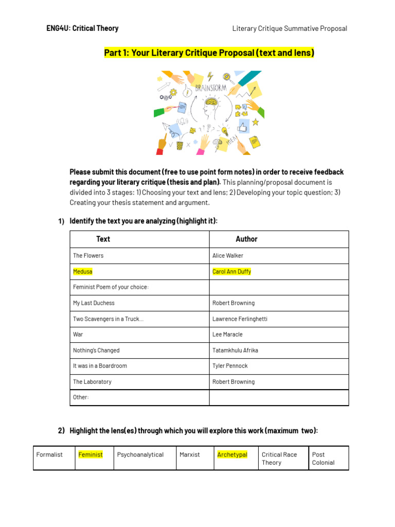 Matthew Cheng - Millington 12U Literary Critique Proposal | PDF