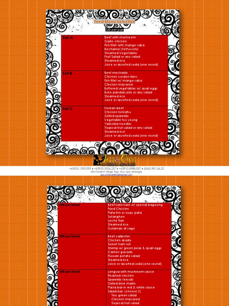 Food Menu Selection | PDF | Business