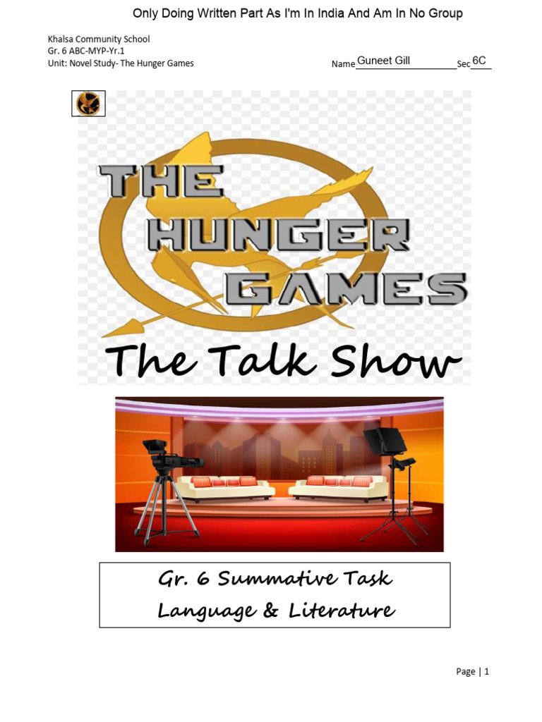 Gr. 6ABC-Novel Study-The Hunger Games-Summative Task-Jan. 2023-Revised ...