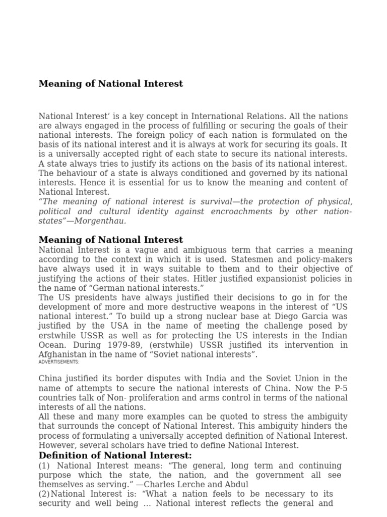 National Interest | PDF | Diplomacy | Diplomat