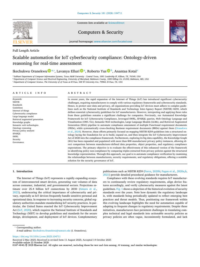 Scalable Automation For IoT Cybersecurity Compliance Ontology-Driven | PDF | Internet Of Things ...