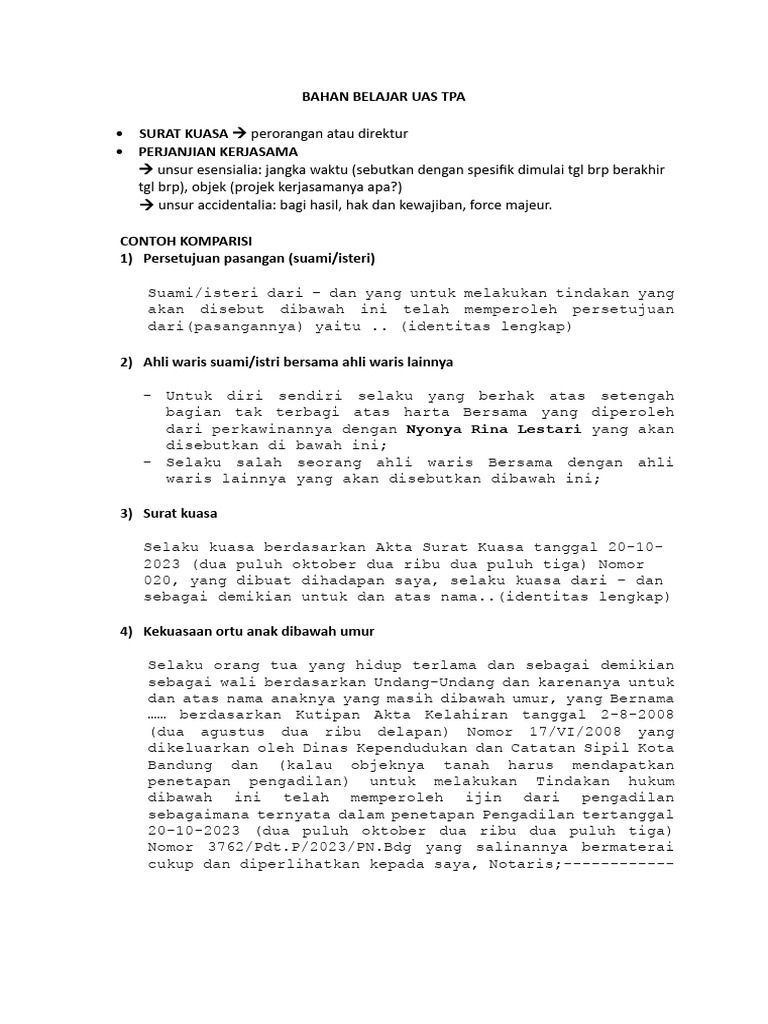 Bahan Belajar Uas Tpa | PDF