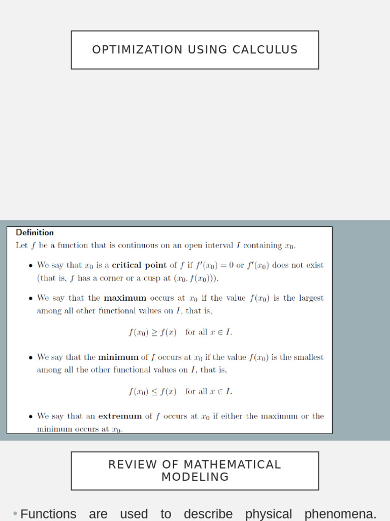 Optimization using Calculus | PDF