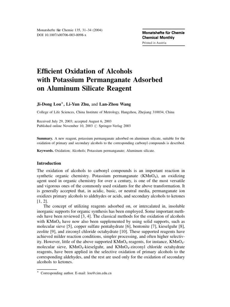 Efficient Alcohol Oxidation Method | PDF | Aldehyde | Distillation
