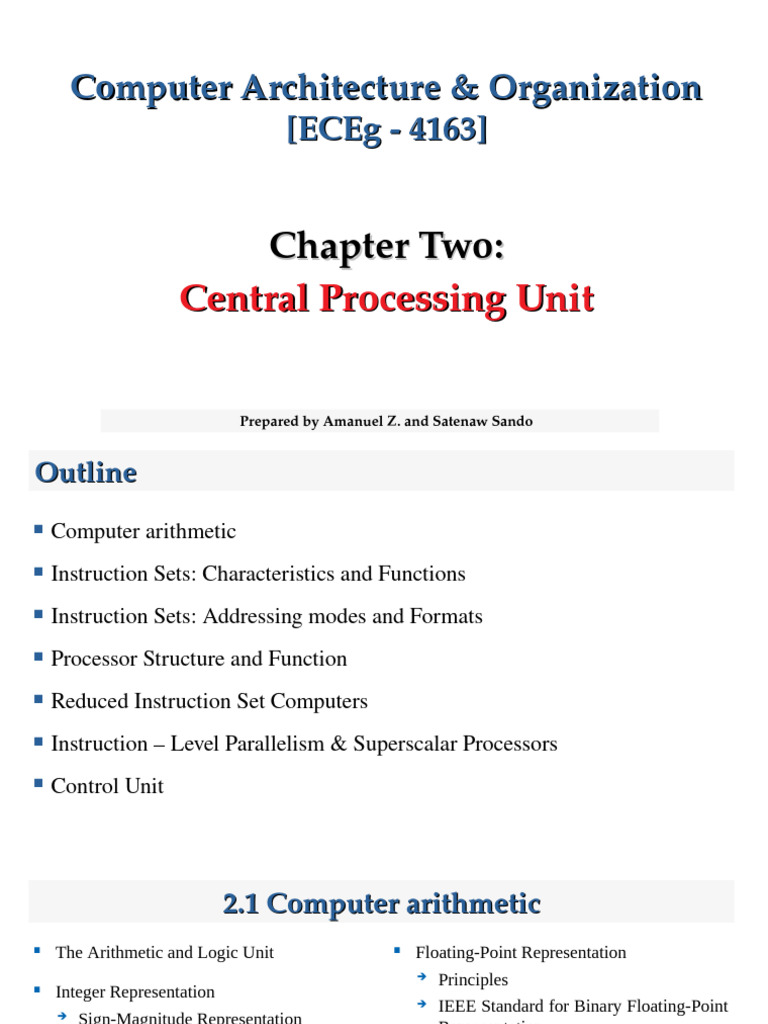 Chapter 2 Computer Architecture and Organization For Exam 2017 | PDF | Data Type | Central ...