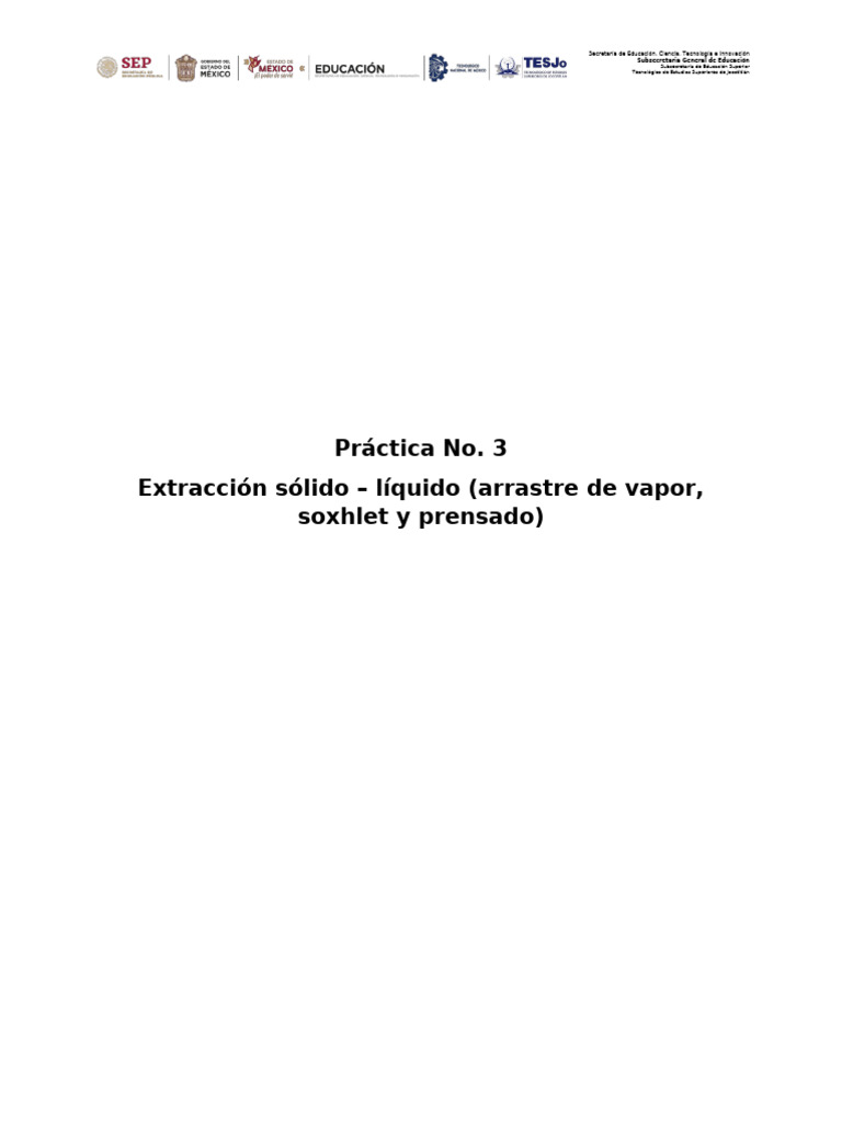 Práctica No. 3. Extracción Sólido - Líquido | PDF | Aceite esencial | Petróleo