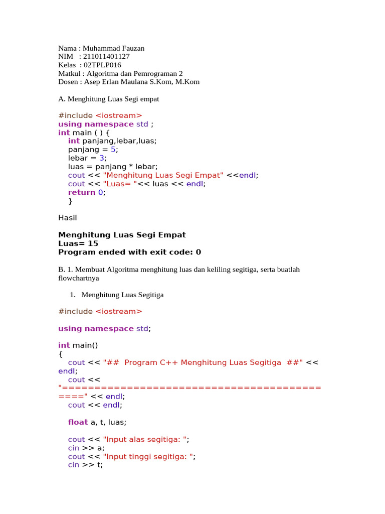 Muhammad Fauzan 211011401127 Algoritma Dan Pemrograman 2 (2022) | PDF