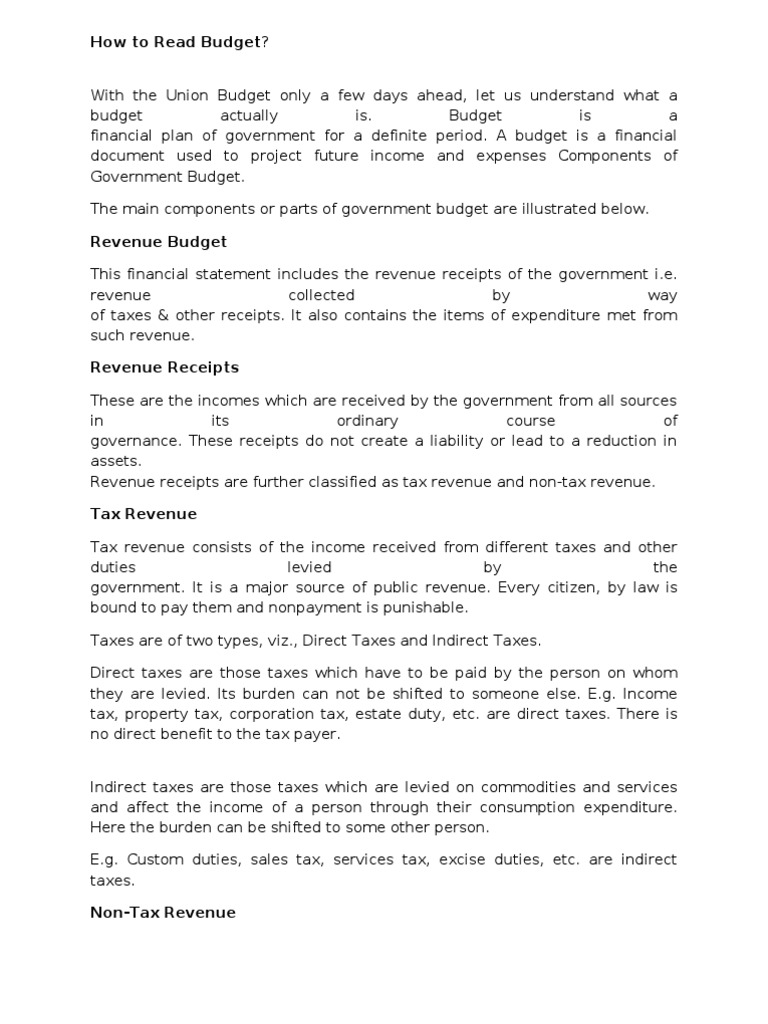 F018 How To Read A Budget | PDF | Expense | Taxes