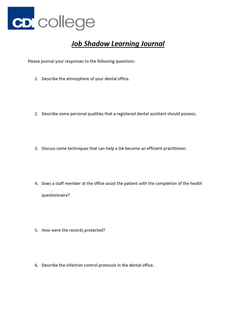 Job Shadow Learning Journal | PDF