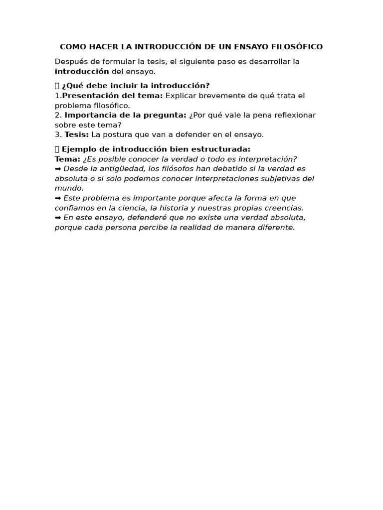 Introduccion De Ensayo Filosofico Pdf