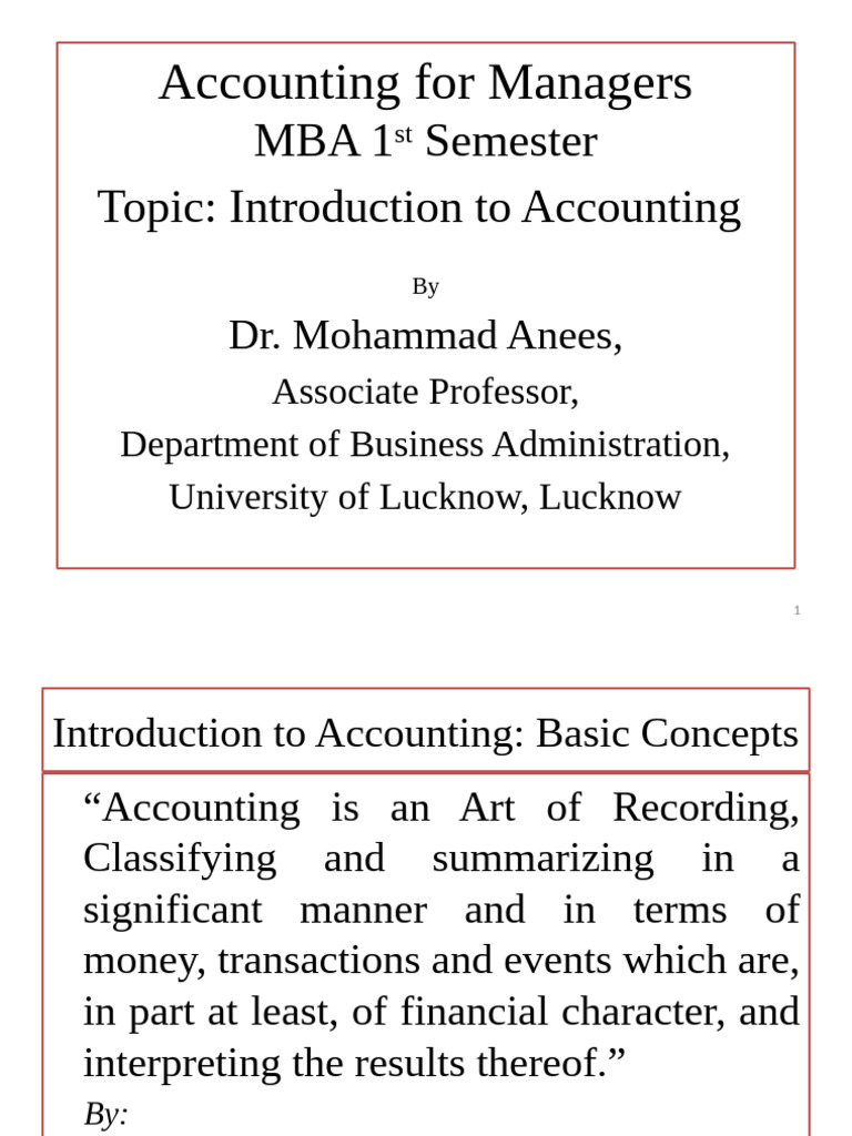 Introduction to Accounting Concepts | PDF | Financial Accounting ...