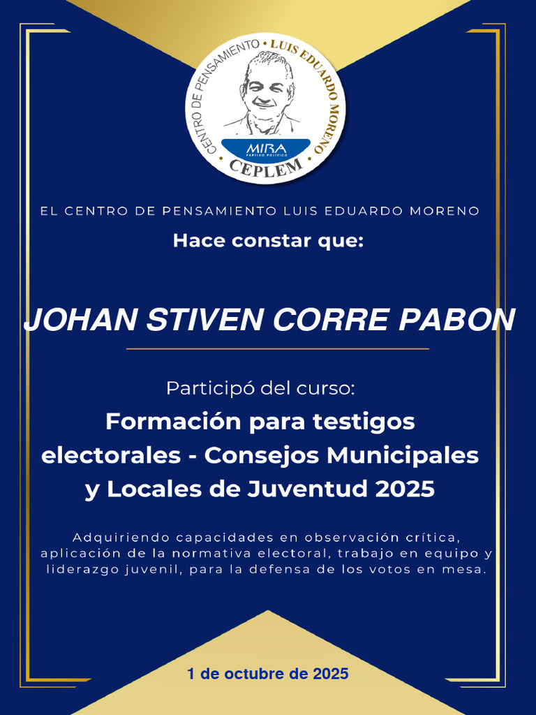 Johan Stiven Corre Pabon: 1 de Octubre de 2025 | PDF