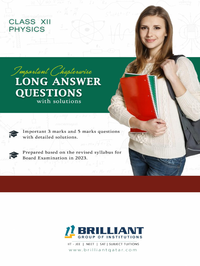 Long Answer Question Bank - Class XII-3 | PDF | Electric Field | Dipole