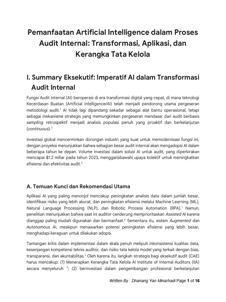 “Artificial Intelligence dalam Proses Audit Internal” | PDF