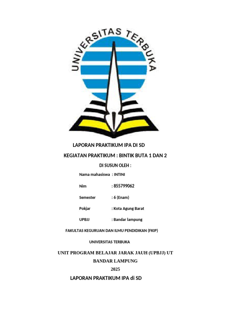 Laporan Praktikum Ipa Di SD - Bintik Buta 1 Dan 2 | PDF