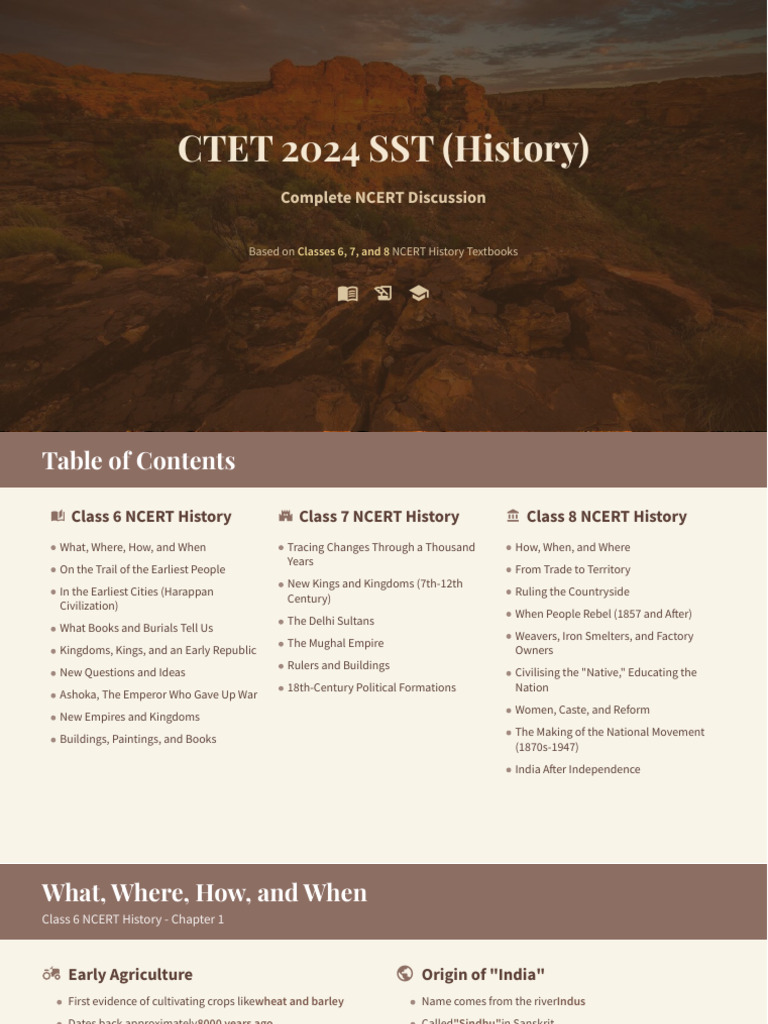 CTET 2024 SST History NCERT Guide | PDF