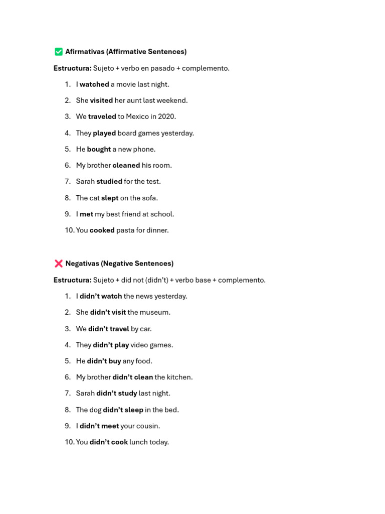 Affirmative, Negative, Interrogative Sentences | PDF