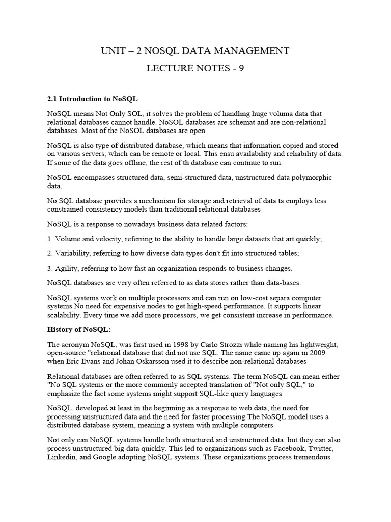 BDA unit 2 | PDF | No Sql | Databases
