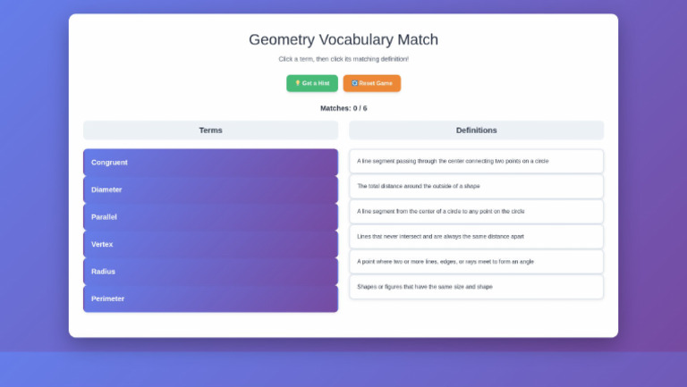 Interactive Geometry Vocabulary Matching Game Design - 20251031 ...