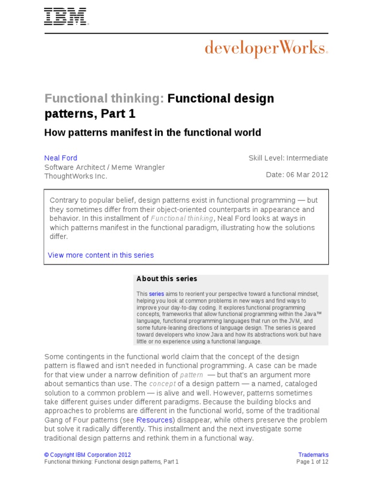 Functional Thinking:: Functional Design Patterns, Part 1 | PDF | Method ...