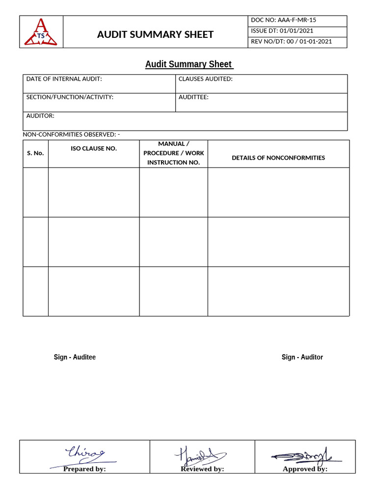 04 - IA Audit - Summary - Sheet | PDF