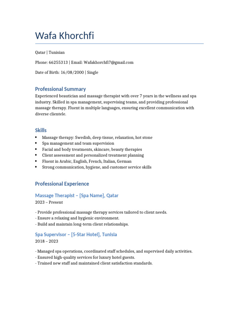 Wafa Khorchfi CV | PDF
