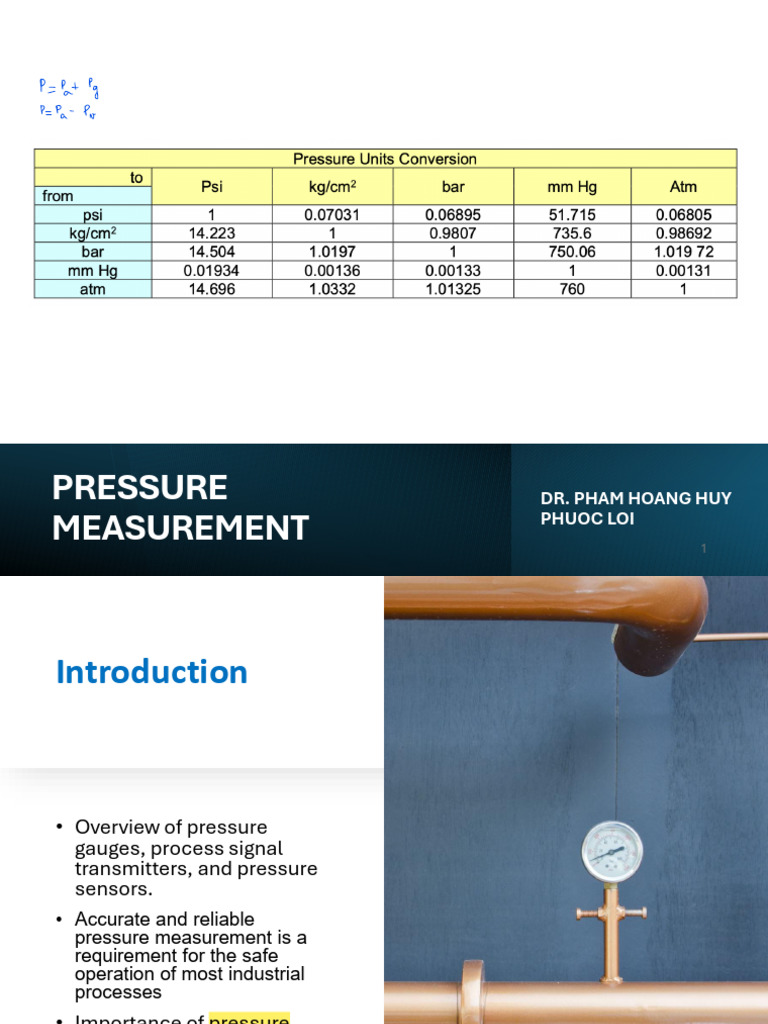 Chapter 6-Pressure Measurement | PDF | Pressure | Gases