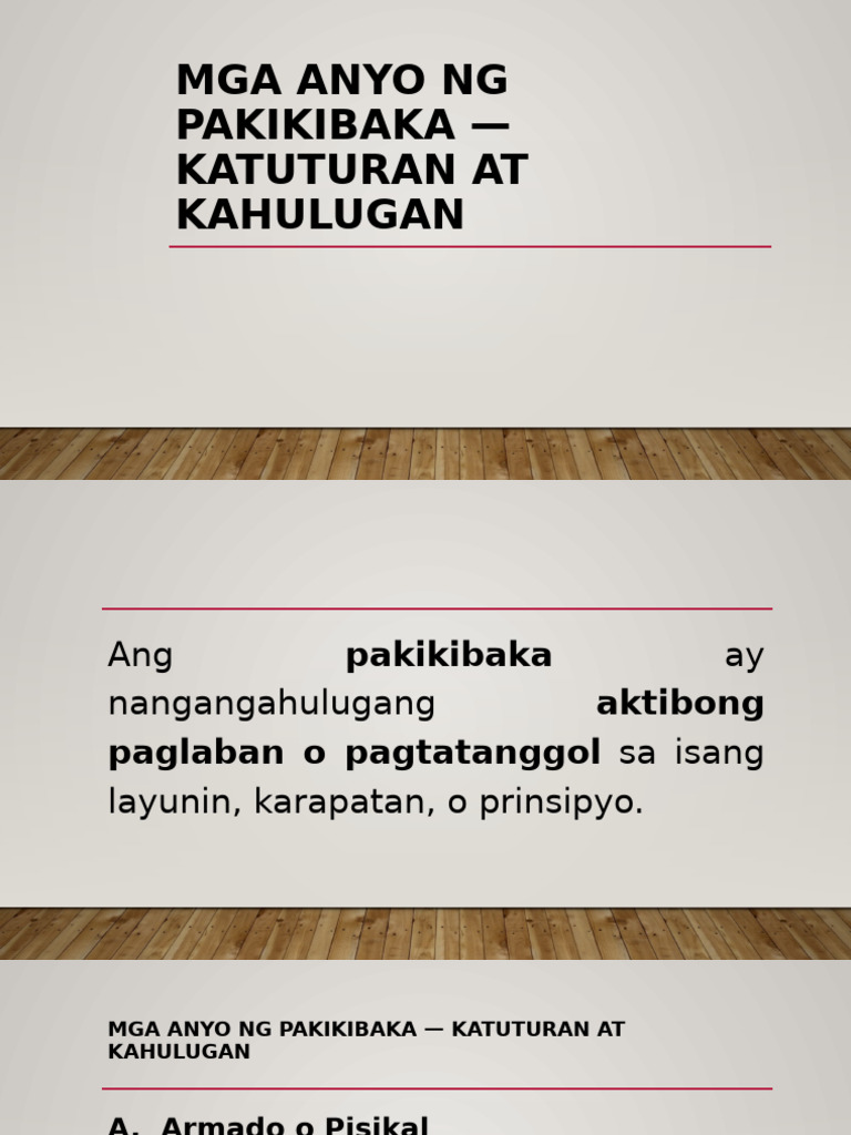 Mga Anyo NG Pakikibaka Katuturan at Kahulugan | PDF