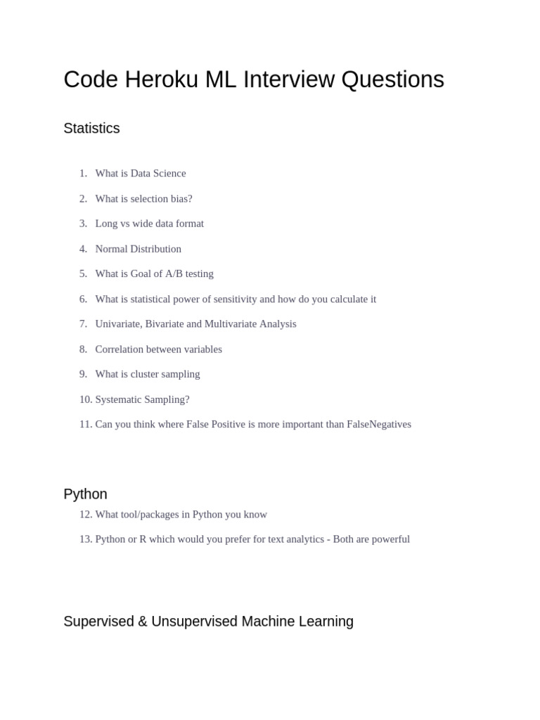 Coding Interview Questions | PDF | Machine Learning | Statistics