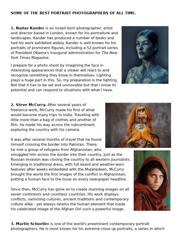 Iconic Portrait Photographers Explored | PDF | Photograph | Photographer