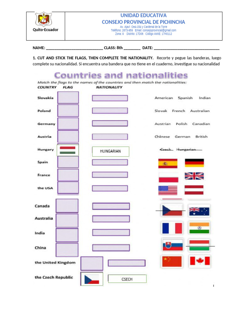 Work of Flags, Countries and Nationalities | PDF