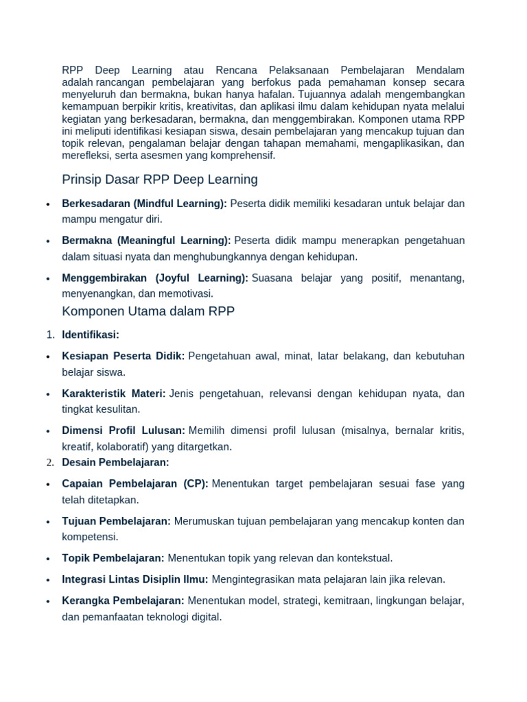 Prinsip Dasar RPP Deep Learning | PDF