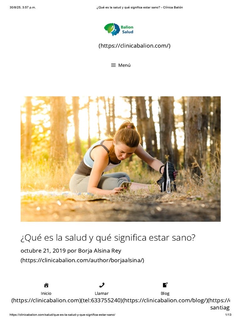 ¿Qué Es La Salud y Qué Significa Estar Sano - Clínica Balión | PDF ...