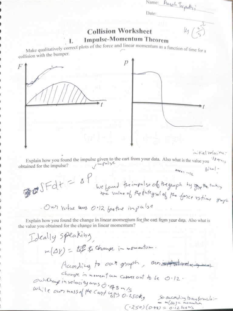Scanned Worksheet For Collisions | PDF