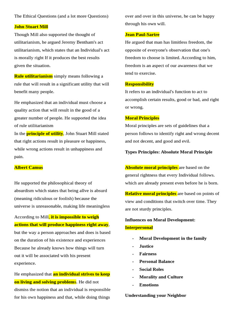 philo reviwer | PDF | Utilitarianism | John Stuart Mill