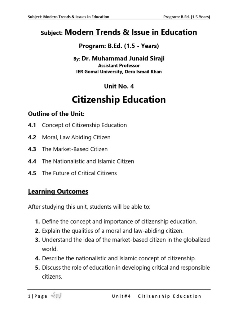 Unit 4 | PDF | Citizenship | Integrity