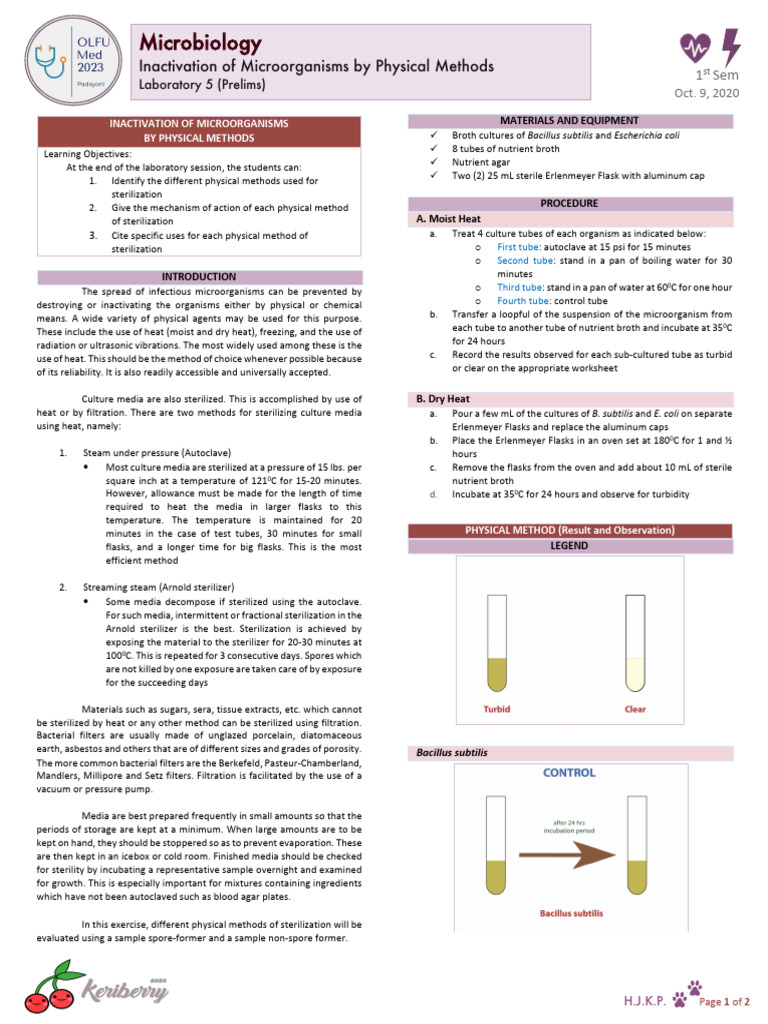 05 HJKP - Inactivation of Microorganisms by Physical Methods | PDF | Sterilization (Microbiology ...