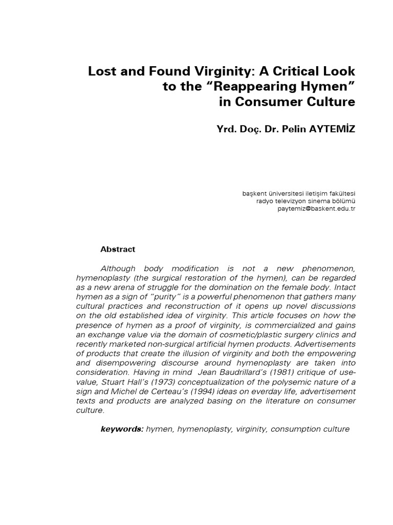 00 Ref Reappearing Hymen | PDF | Virginity