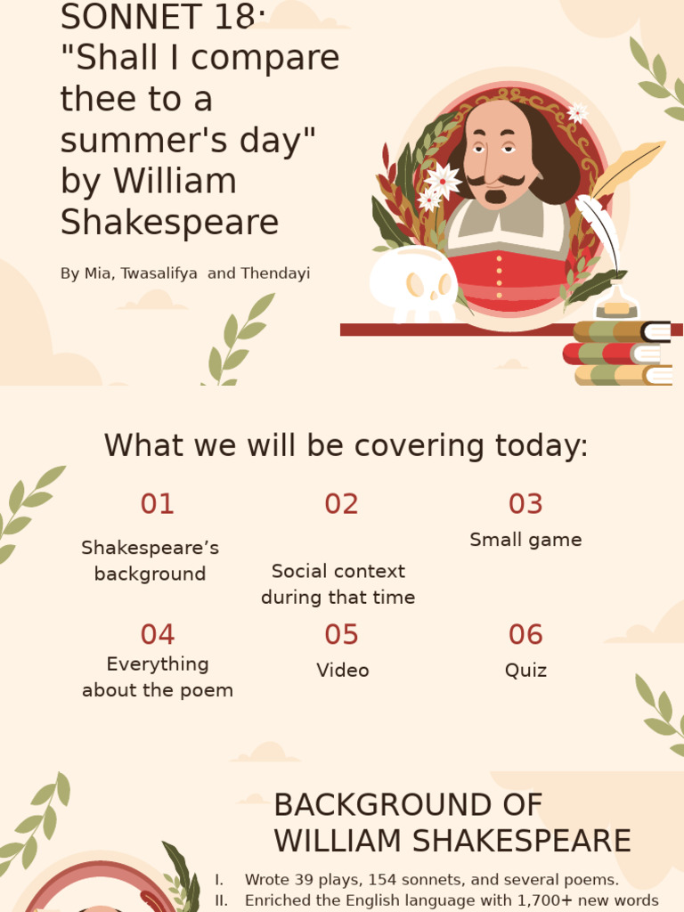 Shakespeare, poem sonnet 18 | PDF | Poetry | William Shakespeare