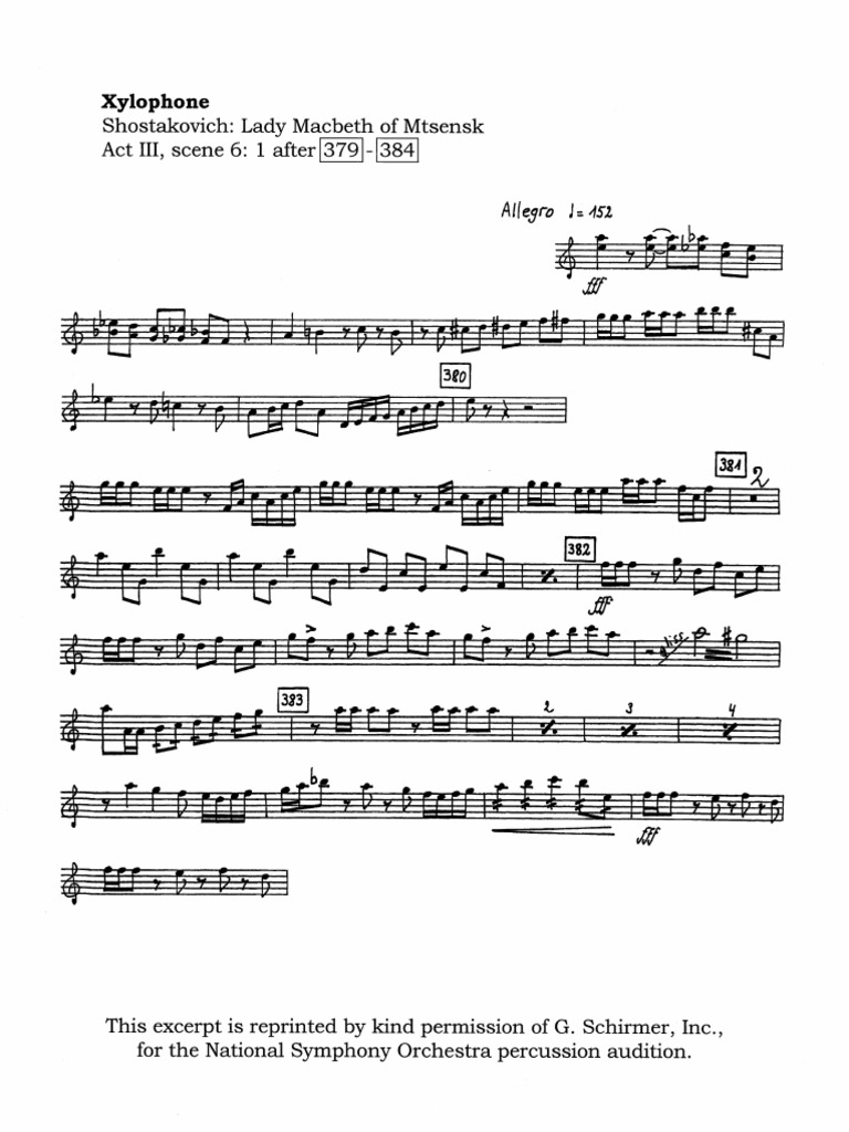 Lady Macbeth - Xylophone - Act 3, Scene 6 - 1 Mm. After Reh. 379 - 384 | PDF