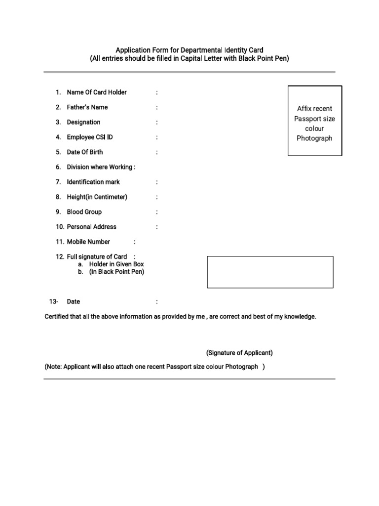 Id Card Format | PDF