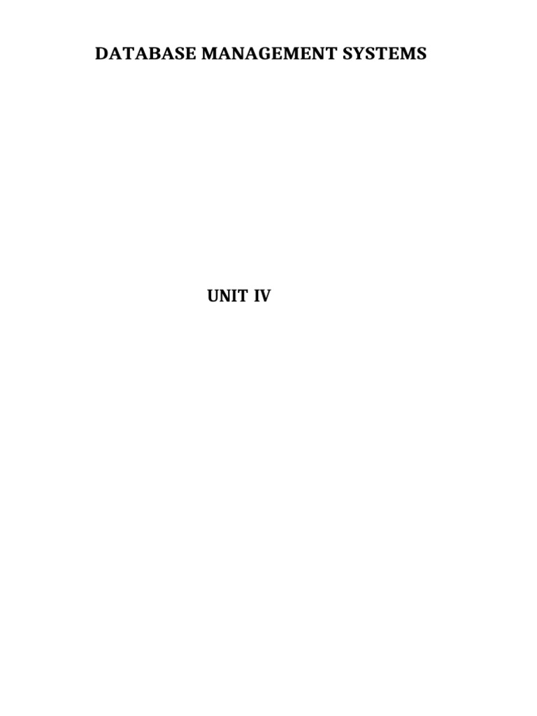 DBMS UNIT - 4 | PDF | Data | Information Science